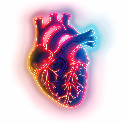 Anatomical heart tattoo outlined in neon colors on white – IMAGELLA