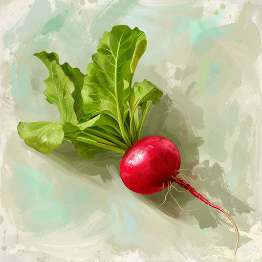 Photo-realistic radish clipart with flat random background, ethereal ...
