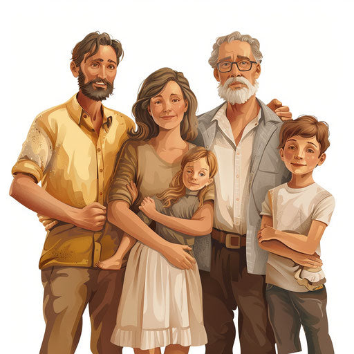 Photo realistic clipart of my family with flat white background – IMAGELLA