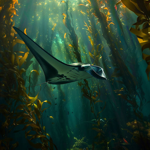 Manta ray among the shadows of a kelp forest – IMAGELLA
