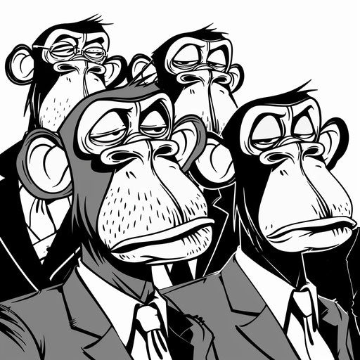 Satirical monkeys in the style of Walt Handelsman, Coloring page – IMAGELLA