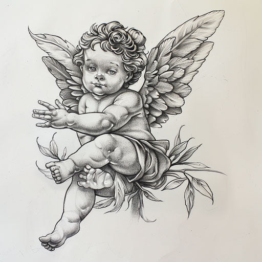 Renaissance cherub on a white canvas – IMAGELLA