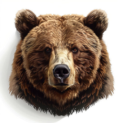 Realistic bear face illustration on flat white background – IMAGELLA