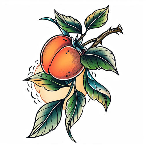 Flat punk rock peach tattoo sketch with vibrant colors – IMAGELLA