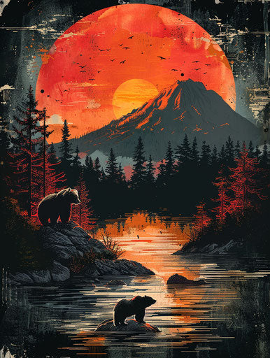 Bear knolling Mt. Fuji iconography by Tom Tomorrow 3:4 – IMAGELLA