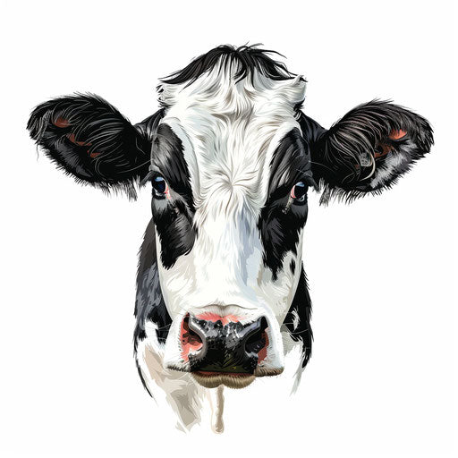 Cow face clipart in photo realistic style with a flat and white ...