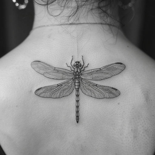 Fine line dragonfly tattoo in Merian style – IMAGELLA
