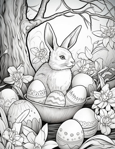 Easter coloring pages for kids, in the style of murals and wall ...