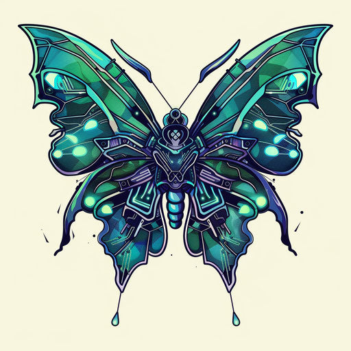 Futuristic cyber butterfly with circuit board wings sketch – IMAGELLA