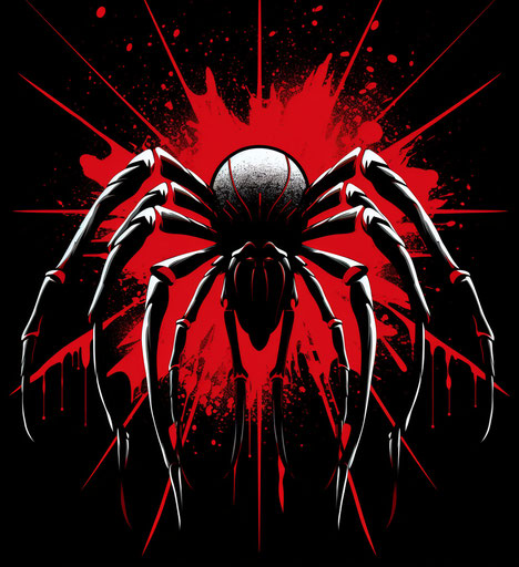Black and red spider design with double lines, modern style – IMAGELLA