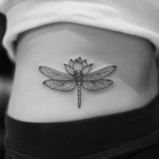 Dragonfly on lotus rib tattoos for women – IMAGELLA