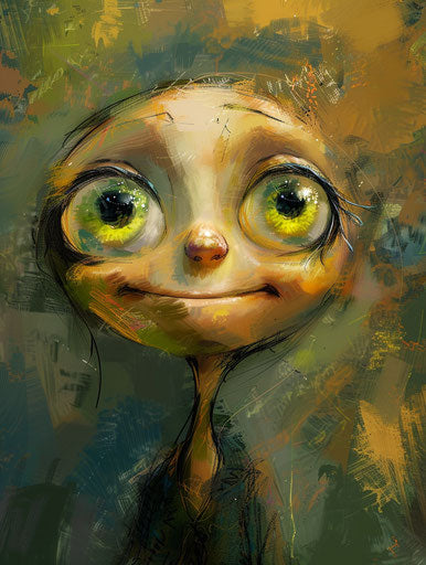 Surprising eyes, smiley face, slump style, amber – IMAGELLA