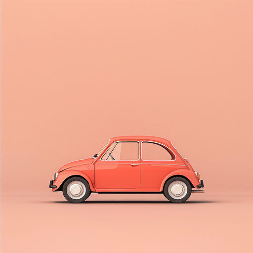 Realistic toy car on flat pastel peach background – IMAGELLA
