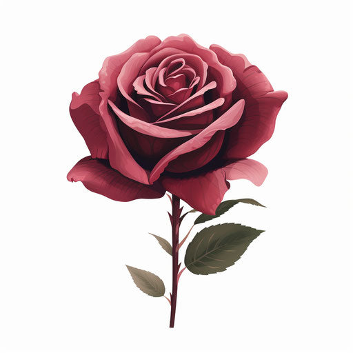 Rose flower clipart in the style of Chiaroscuro Art, on a white ...