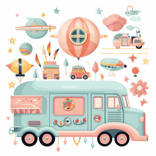 Transportation clipart in the style of Pastel Colors Art – IMAGELLA