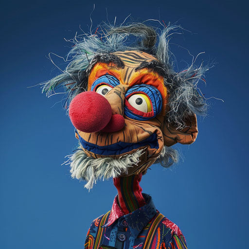 Realistic puppet on vibrant royal blue background – IMAGELLA