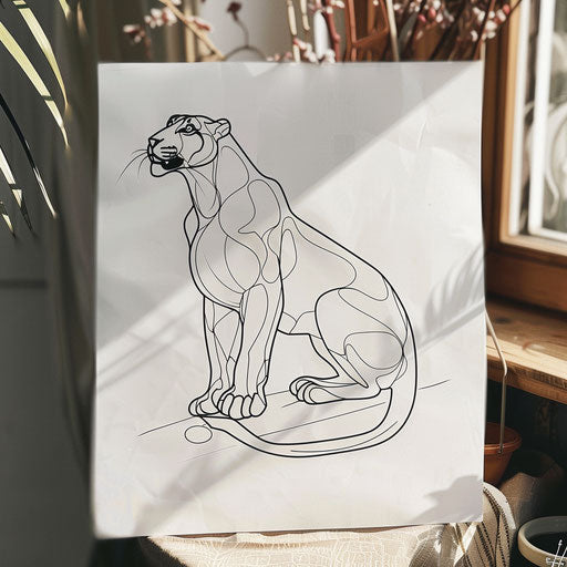 Minimalist line art of a panther tattoo, simplicity and elegance – IMAGELLA