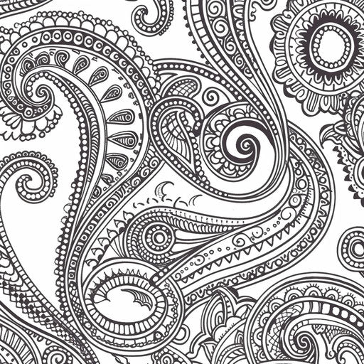Intricate paisley design with swirling, repeating patterns. Coloring ...