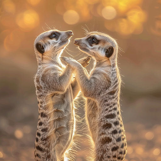 Meerkat group grooming, intricate social behaviors, soft focus – IMAGELLA