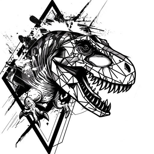 Abstract geometric T rex in minimalist black and white – IMAGELLA