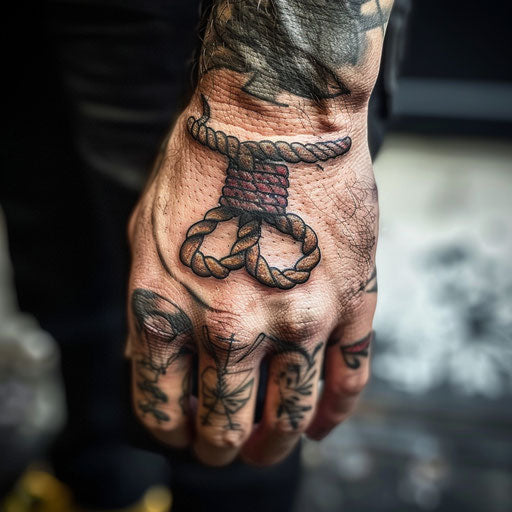 Sailor's rope tattoo ring, Sailor Jerry style, on finger – IMAGELLA