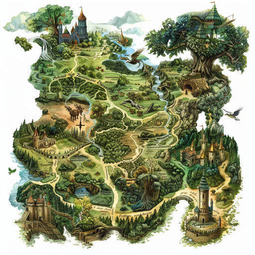 Mythical land with creatures, castles, and magical forests – IMAGELLA