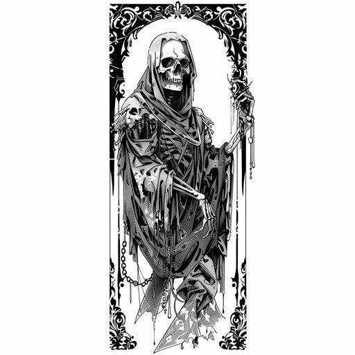 Death tarot card tattoo design in Gothic style on white – IMAGELLA