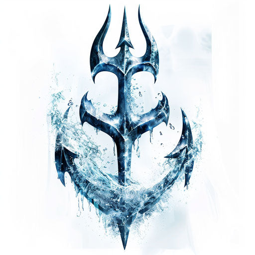 Realistic trident tattoo with shimmering water effects – IMAGELLA