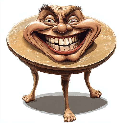Humorous caricature of a table with human characteristics – IMAGELLA