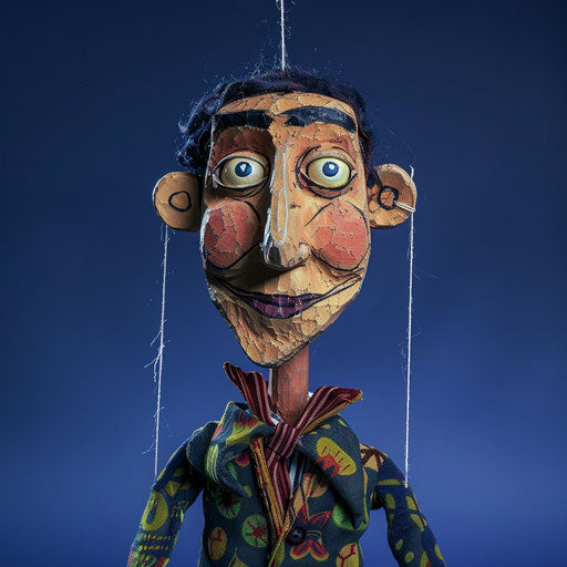 Realistic puppet clipart shining on royal blue background – IMAGELLA