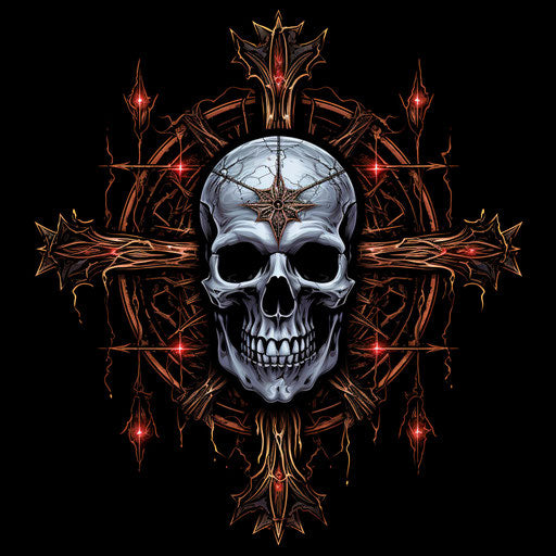 Calavera de la cabeza de la muerte con una cruz rota – IMAGELLA