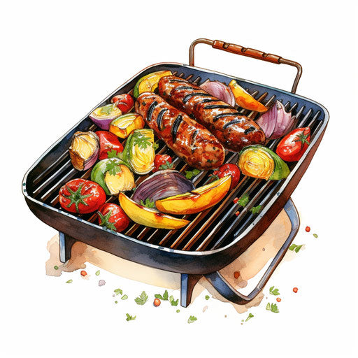 Grill clipart in the style of Oil painting, on white bg – IMAGELLA