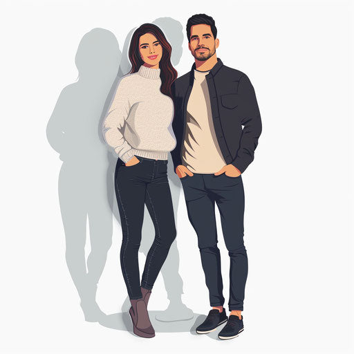 Vector couple in photo realistic style on flat white background – IMAGELLA