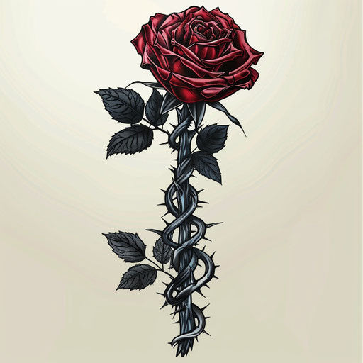 Classic flat tattoo sketch of a Russian mafia rose intertwined with ...