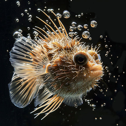 Pufferfish captured in motion with sparkling bubbles – IMAGELLA