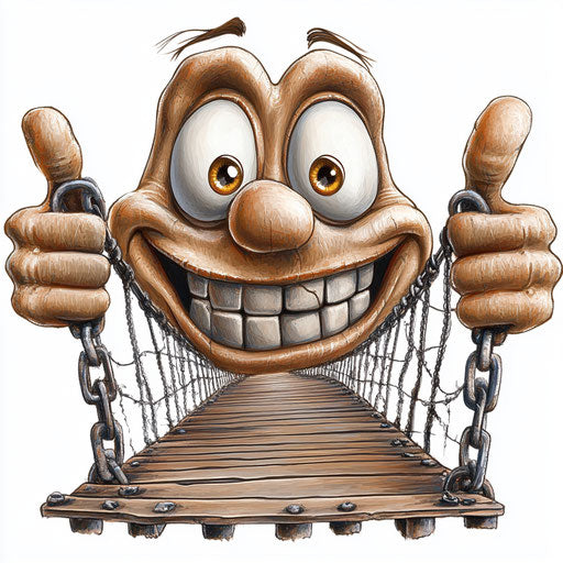 Humorous caricature of a bridge with human characteristics – IMAGELLA