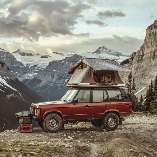 1980 Range Rover expedition vehicle with rooftop tent and all-terrain ...