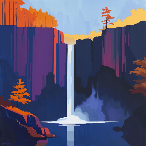 Noccalula Falls, Alabama, minimalist modern art style – IMAGELLA