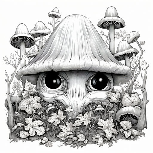 Pumpkin and leaves coloring page in the style of mystic mechanisms ...