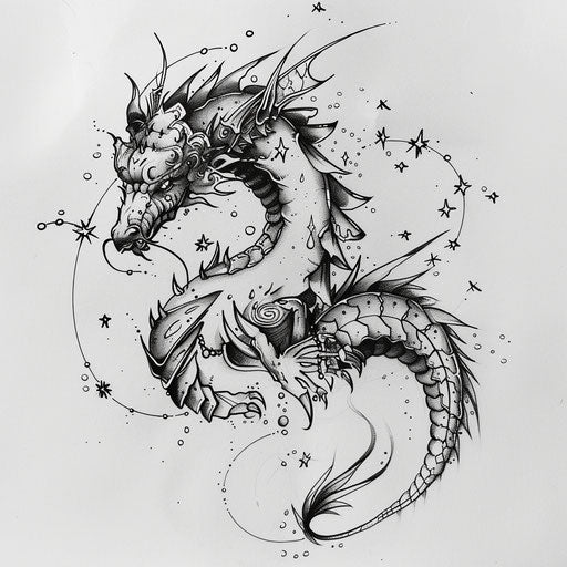 Sketch of mythical Cancer constellation tattoo with mythical creatures ...