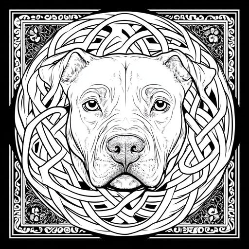 Complex Celtic knot with a pitbull in the style of Teagan White ...