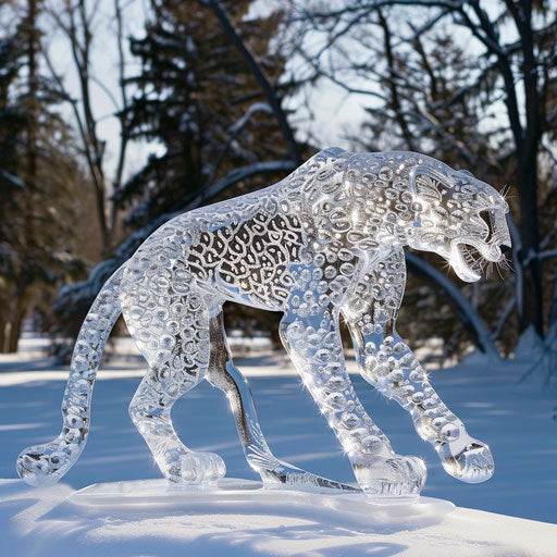 Ice sculpture of a cheetah in a winter setting – IMAGELLA