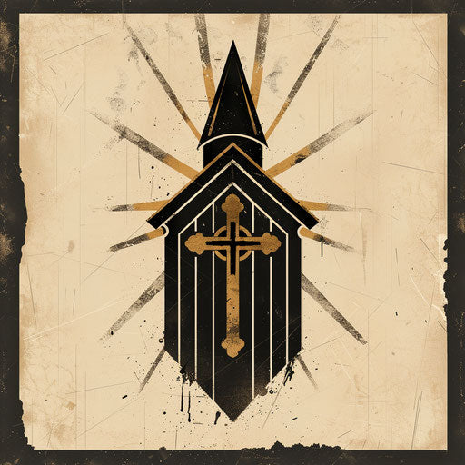 Vintage church logo with distressed textures and earthy tones – IMAGELLA