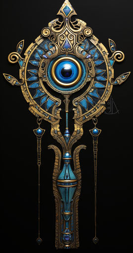 The Egyptian ankh with an eye and a crown in colorful style – IMAGELLA