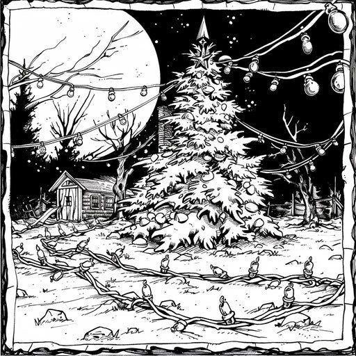 Satirical political Christmas lights in coloring book style – IMAGELLA