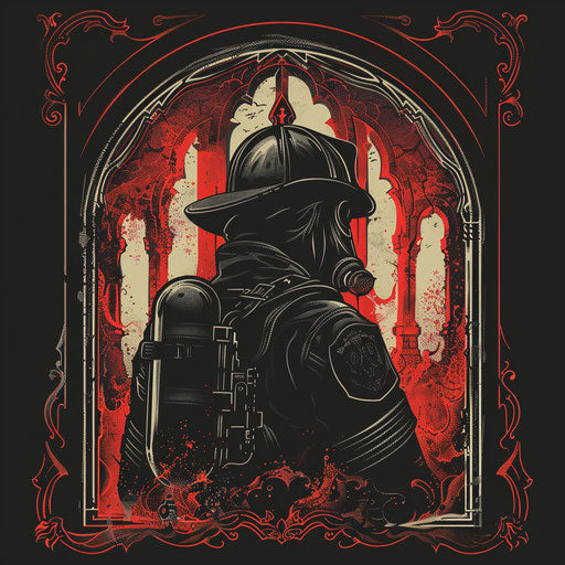Gothic flat tattoo sketch of a firefighter – IMAGELLA