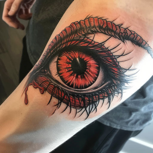 Realistic devil's eye tattoo in red and black – IMAGELLA