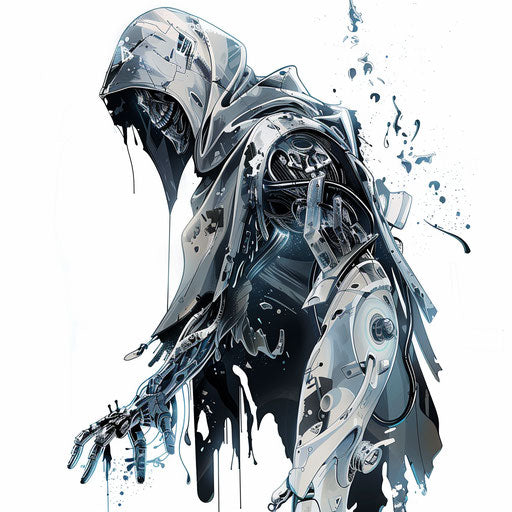 Futuristic reaper tattoo with cybernetic elements – IMAGELLA