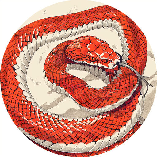 Playful red snake tattoo sketch chasing its own tail – IMAGELLA