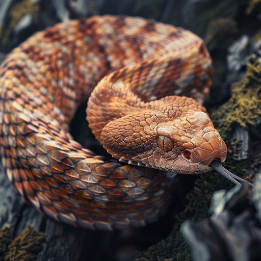 Copperhead snake shedding skin, in the style of Ashraful Arefin – IMAGELLA